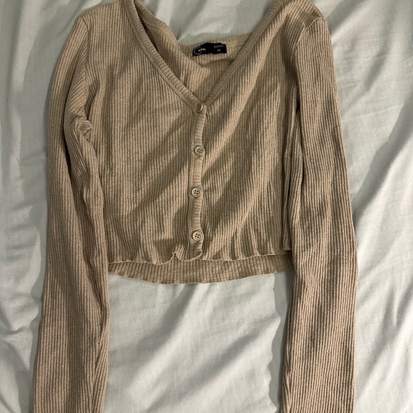 Defacto | Tops | Ribbed Beige Buttonup Blouse | Poshmark